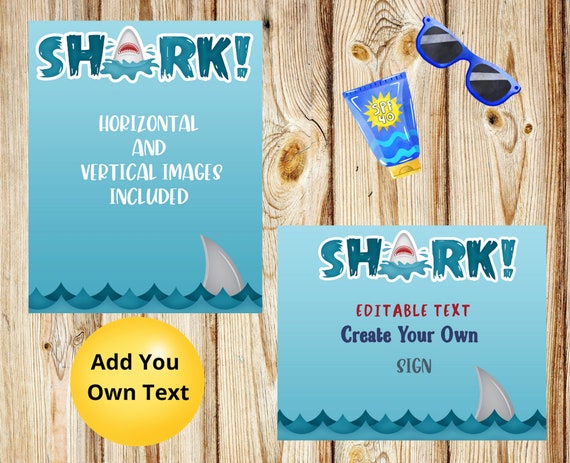 Beach Party Shark Party Signs Shark Sign Shark Birthday Sign Shark ...
