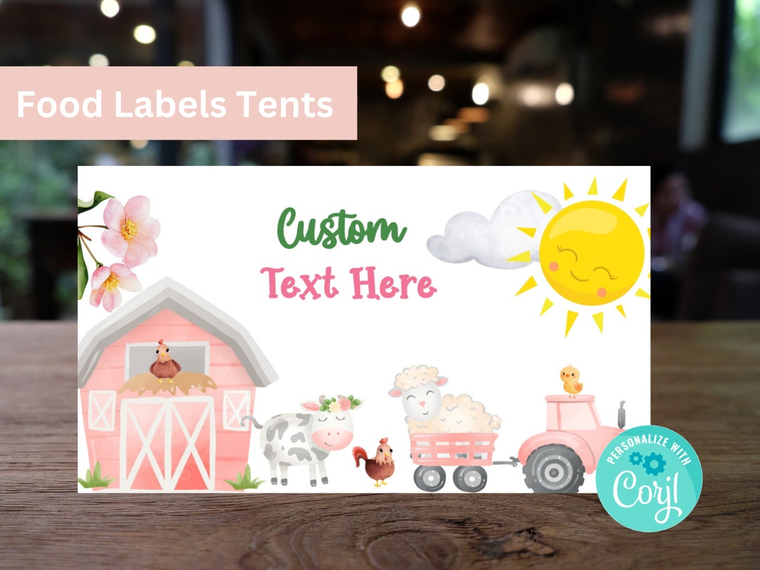 Editable Farm Food Label Farm Food Tent Cards Barnyard Farm Animals ...