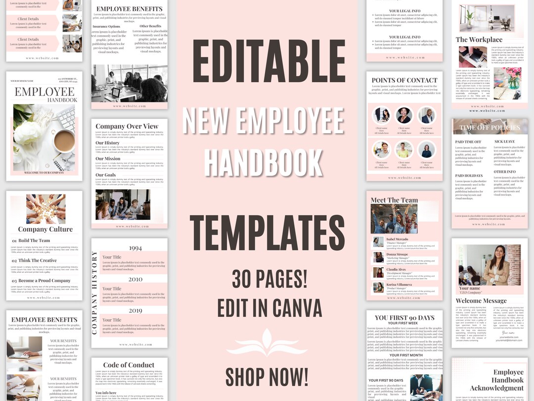 Employee Handbook Template Training Manual Template Employee Welcome Packet Employee Onboarding ...