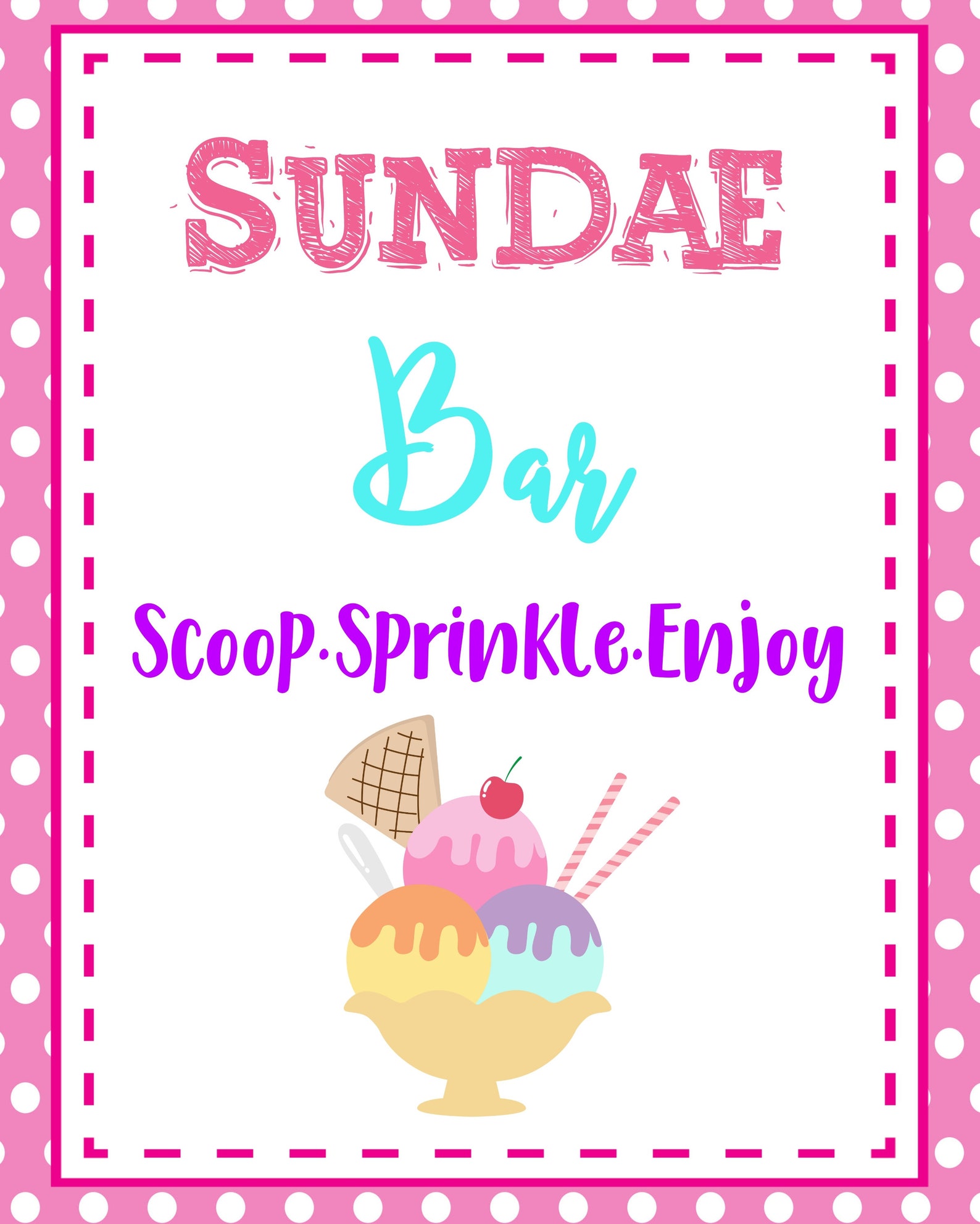 Ice Cream Sundae Bar Sign Ice Cream Party Sign Ice Cream Sign - Etsy