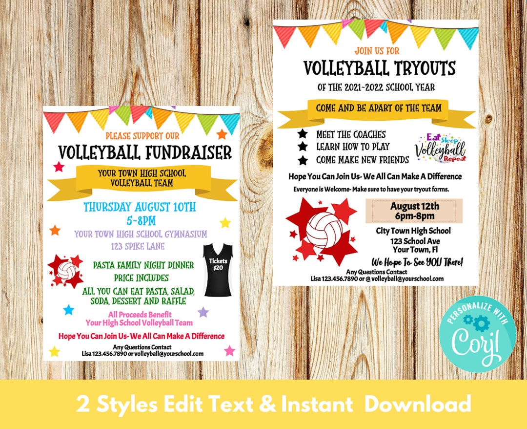 Volleyball Meeting Volleyball Informational Flyer Printable Handout ...
