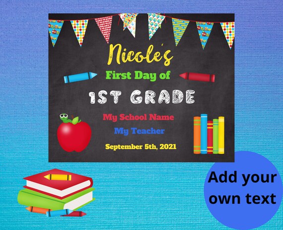 First Day of School Sign Instant Download First Day of School Prop Sign ...