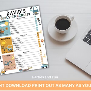 Construction Chore Chart Chore Chart Printable Kids Daily Weekly ...