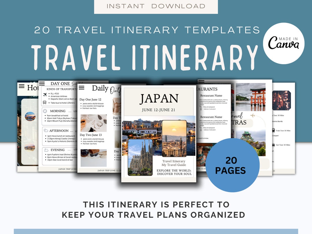 Editable Travel Itinerary Template Japan Trip Printable Planner Asia ...
