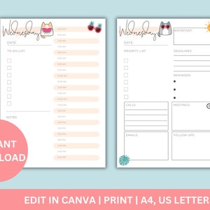 Cute Cats Editable Weekly Planner Checklist Printable Cats Weekly to Do ...