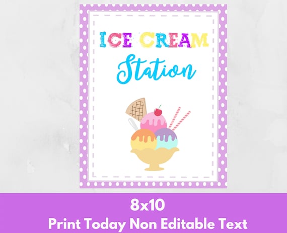 Ice Cream Sundae Bar Sign Ice Cream Party Sign Ice Cream Sign Printable ...