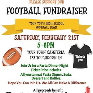 EDITABLE Football Fundraiser Flyer Printable PTA PTO Flyer - Etsy