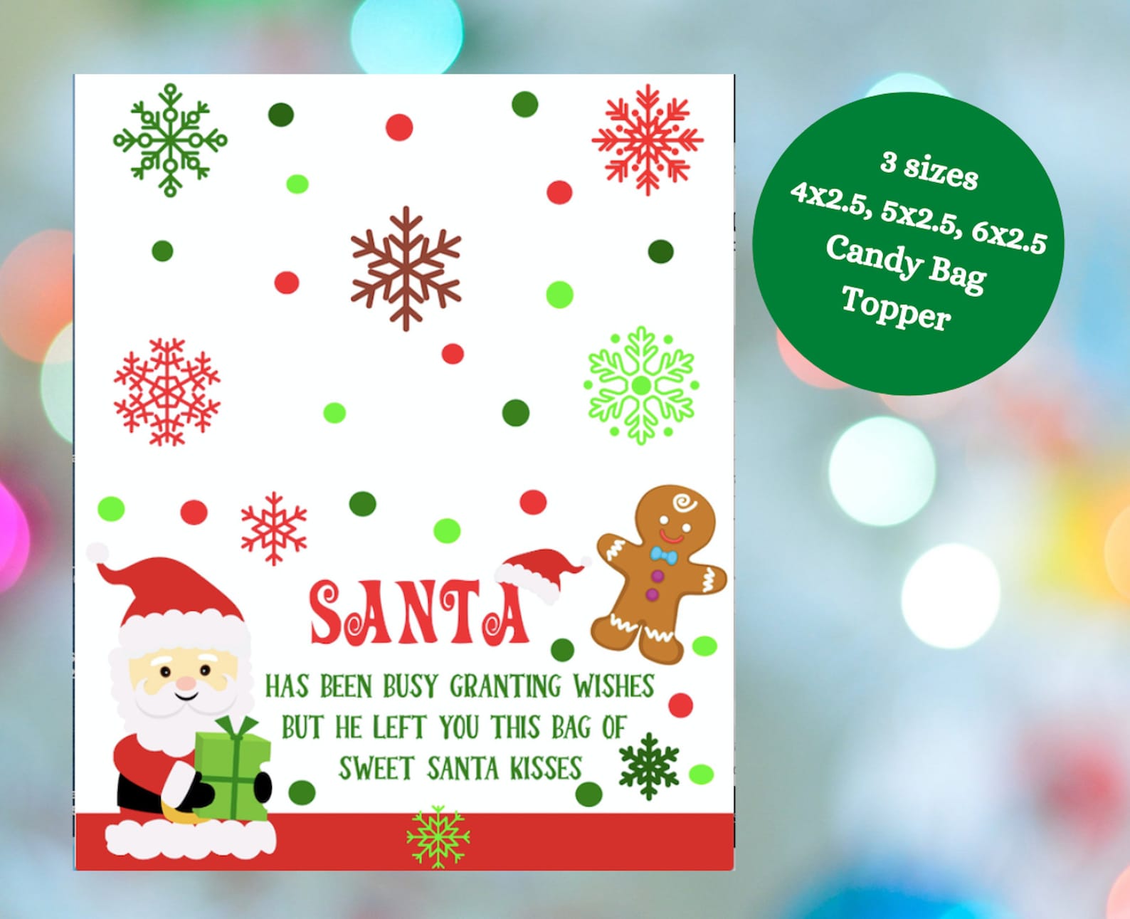 Santa Kisses Treat Bags Treat Topper Christmas Gift Tags - Etsy