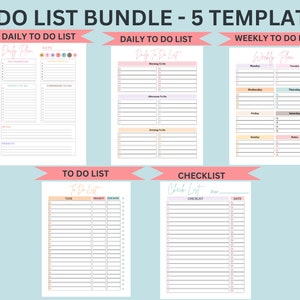 Editable to Do List Template Bundle Daily Weekly to Do List Planner ...
