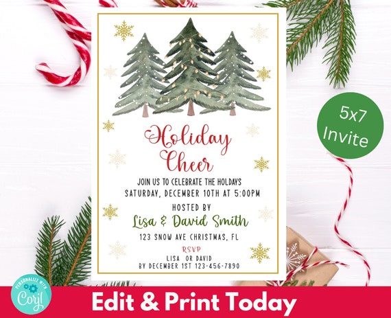 Holiday Cheer Christmas Invitation Christmas Party Invite Holiday ...