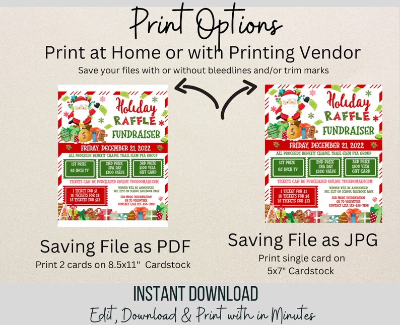 Christmas Raffle Ticket Fundraiser Flyer Holiday Split the - Etsy