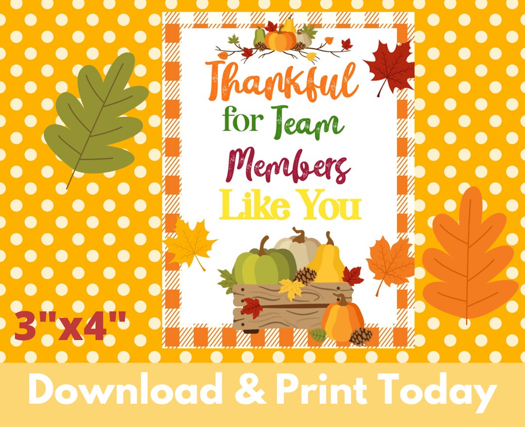 Thanksgiving Staff Appreciation Printable Tag Fall Staff Gift Staff Tag ...