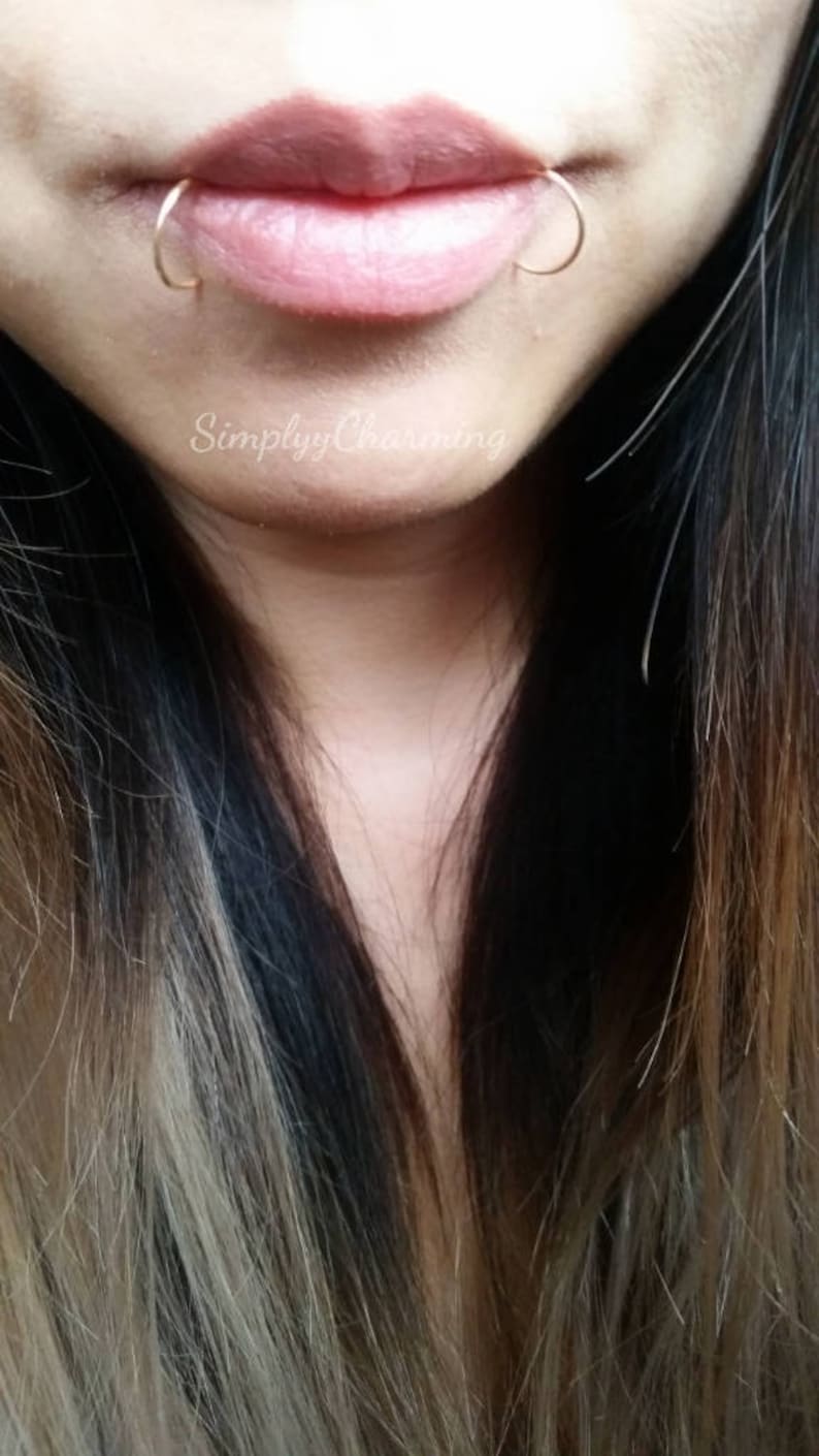 Fake Lip Ring Snake Bit Hoops for Fake Lip Piercing 2 Clip on Hoops ...