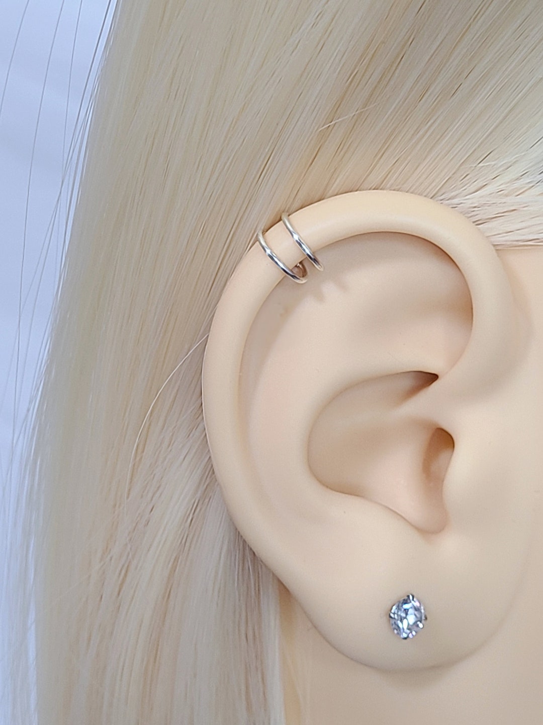Fake Double Hoop Cartilage Helix Ear Cuff Fake Clip on Faux Cuff ...