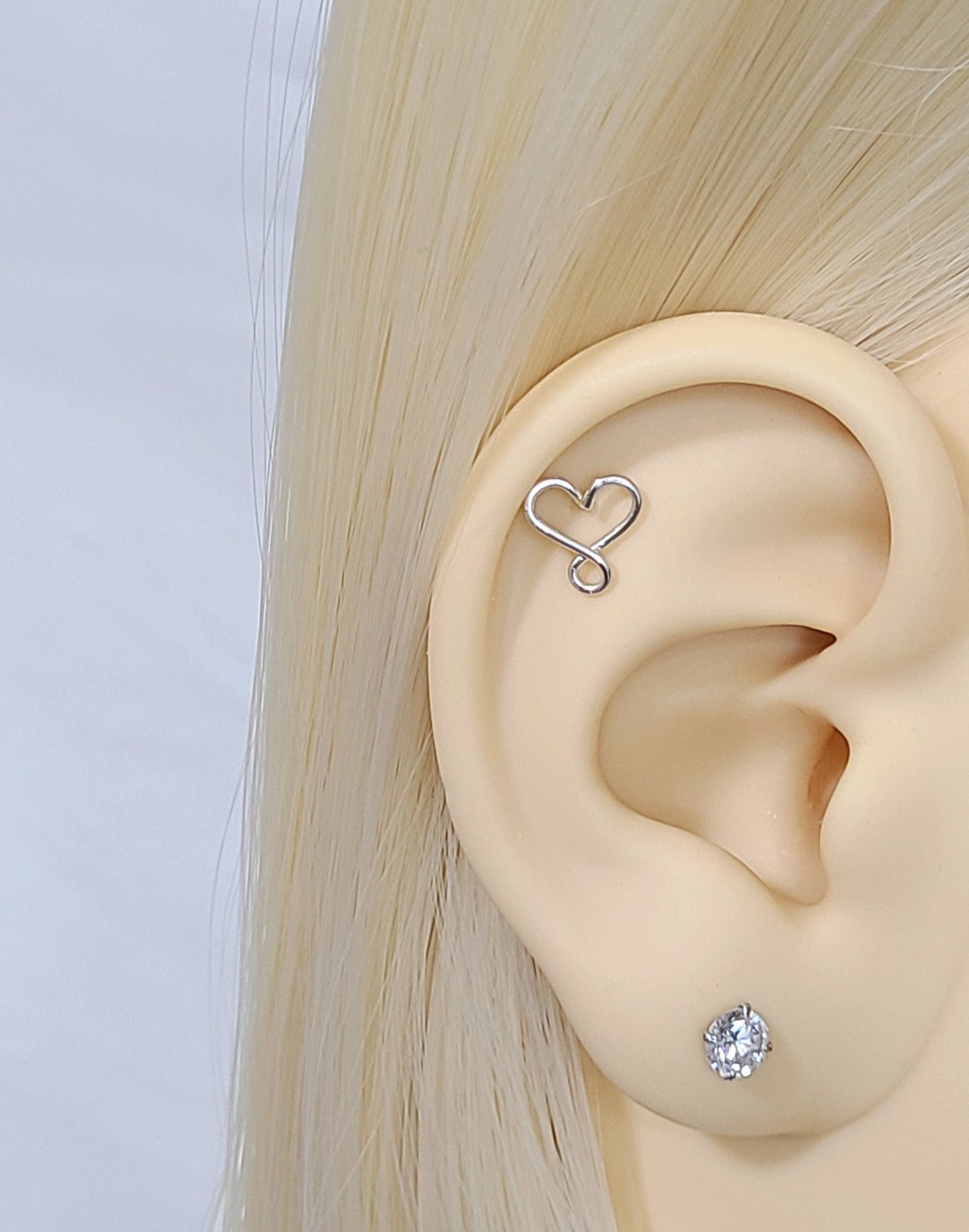 Heart Infinity Helix Earring Cartilage Stud Small Heart Jewelry Love ...