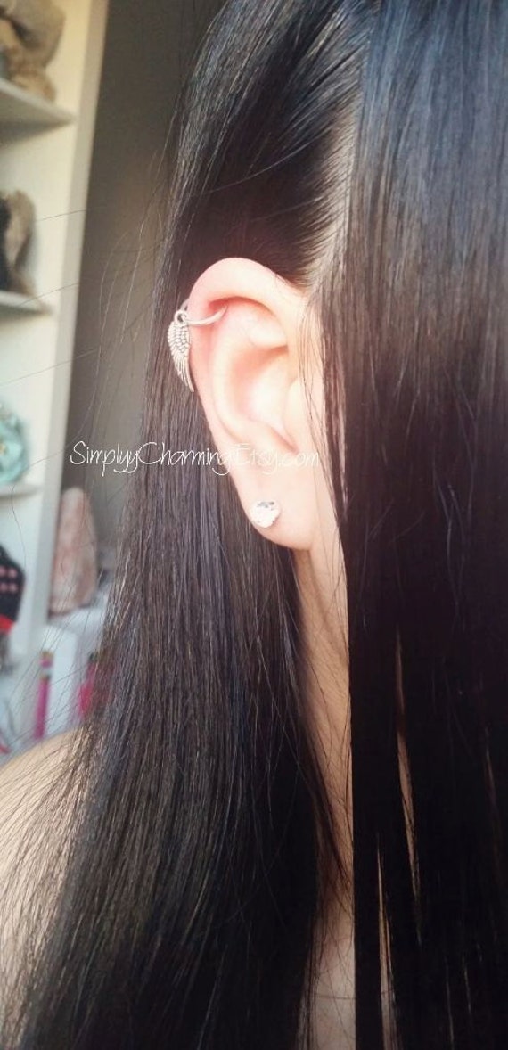 Angel Wing Cartilage Hoop Earring Helix Hoop Conch Dangle - Etsy