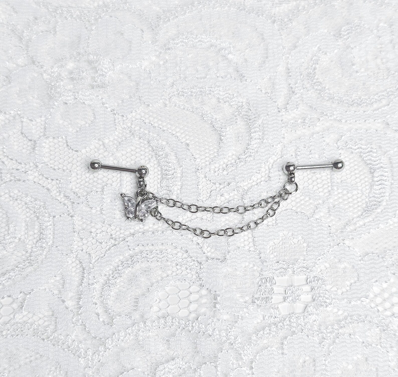 Butterfly Industrial Earring, Dangly Butterfly Industrial Chain ...