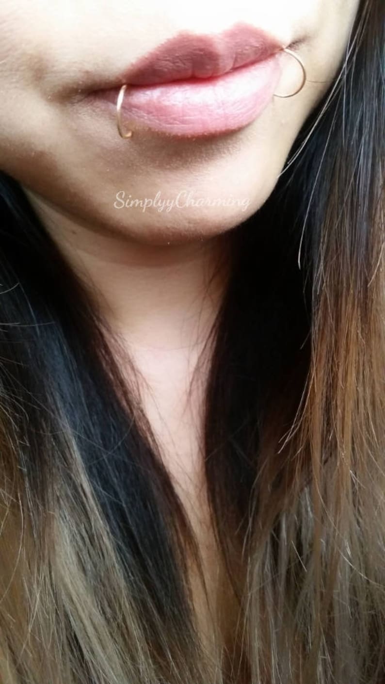 Fake Lip Ring Snake Bit Hoops for Fake Lip Piercing 2 Clip on Hoops ...