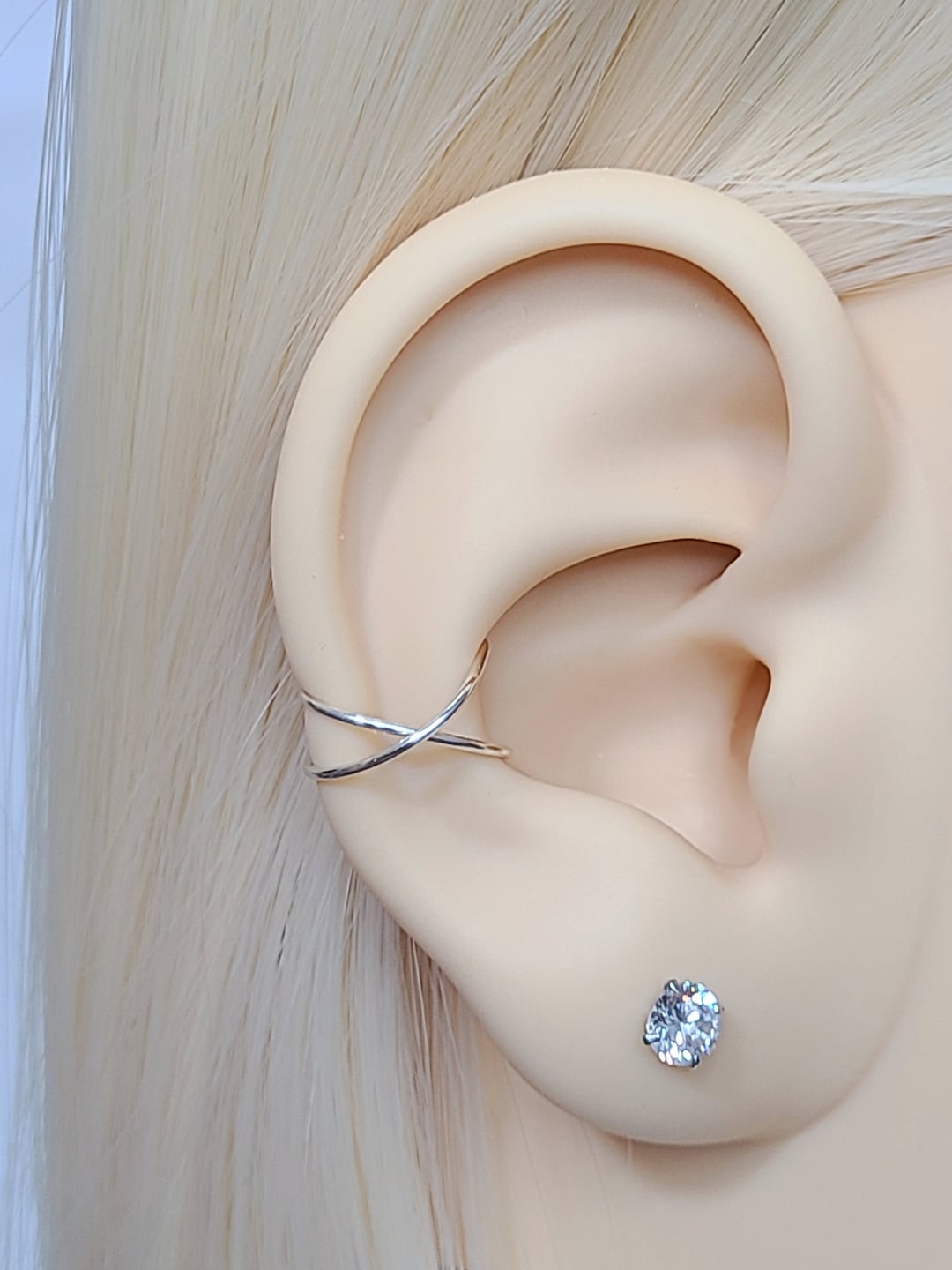 Fake Conch Ear Cuff Criss Cross X Conch Fake Clip on Earring Faux No ...