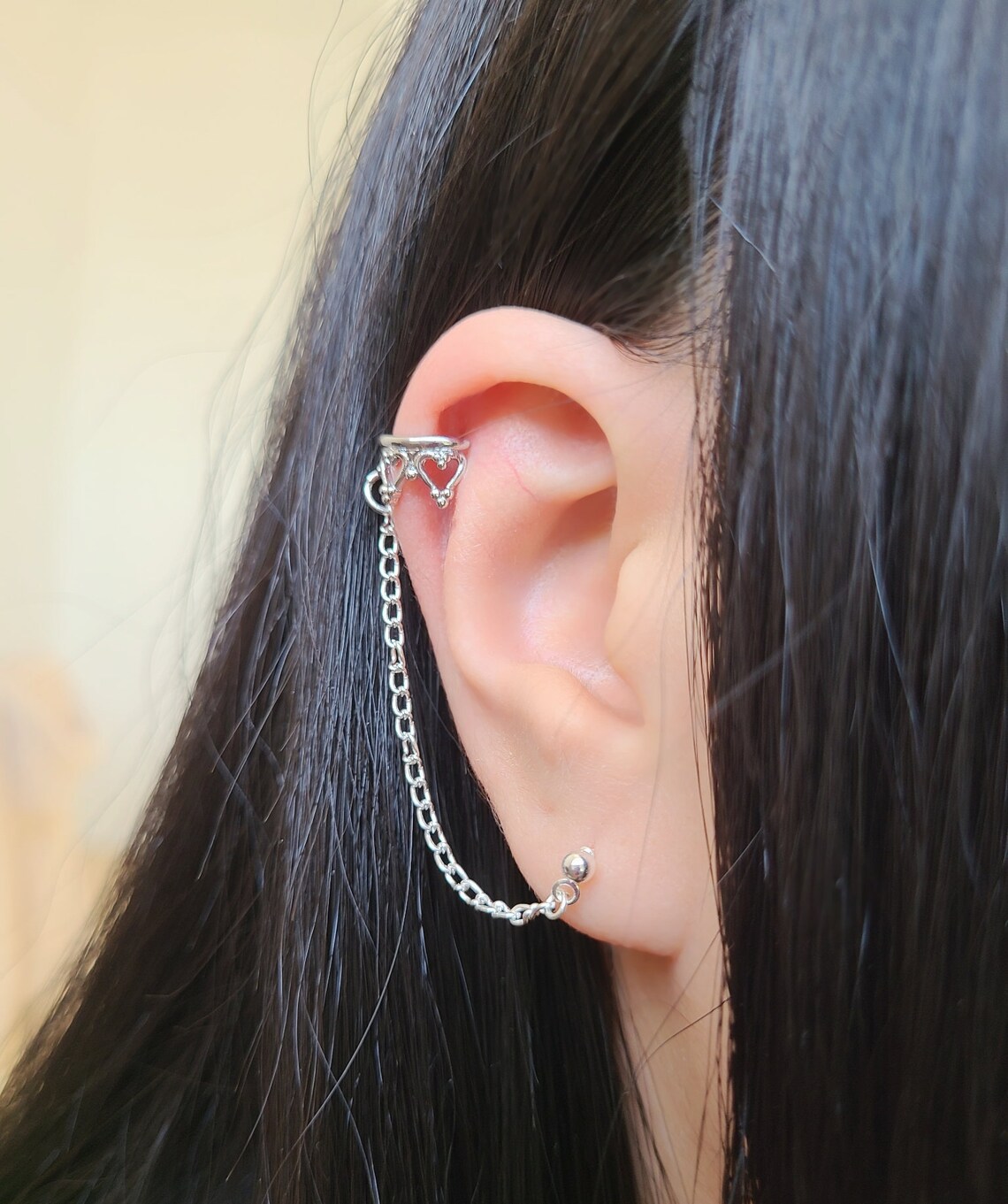 Crown Ear Cuff Helix Cartilage Chain Earring Double Piercing Lobe to ...