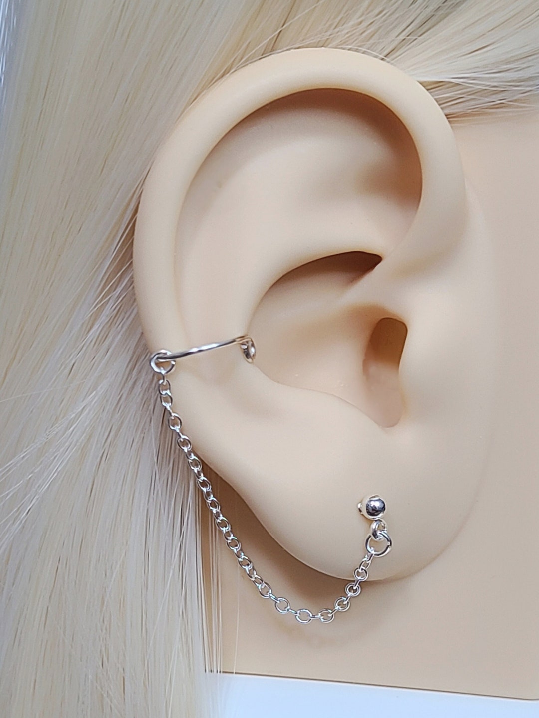 Conch Ear Cuff Chain Earring Fake Conch Clip on Faux Cuff Earring ...
