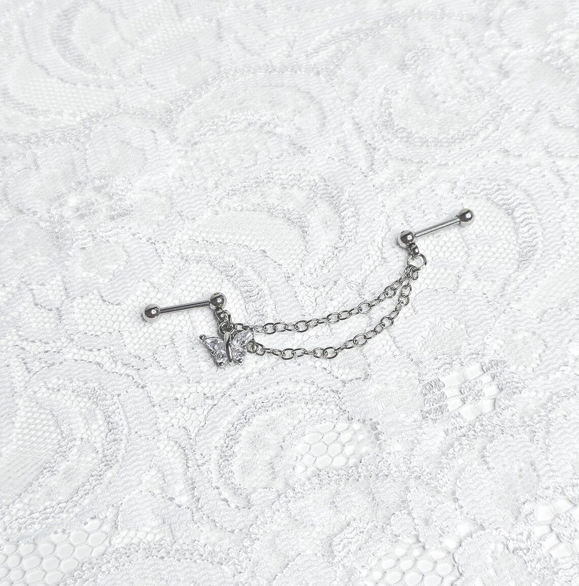 Butterfly Industrial Earring, Dangly Butterfly Industrial Chain ...