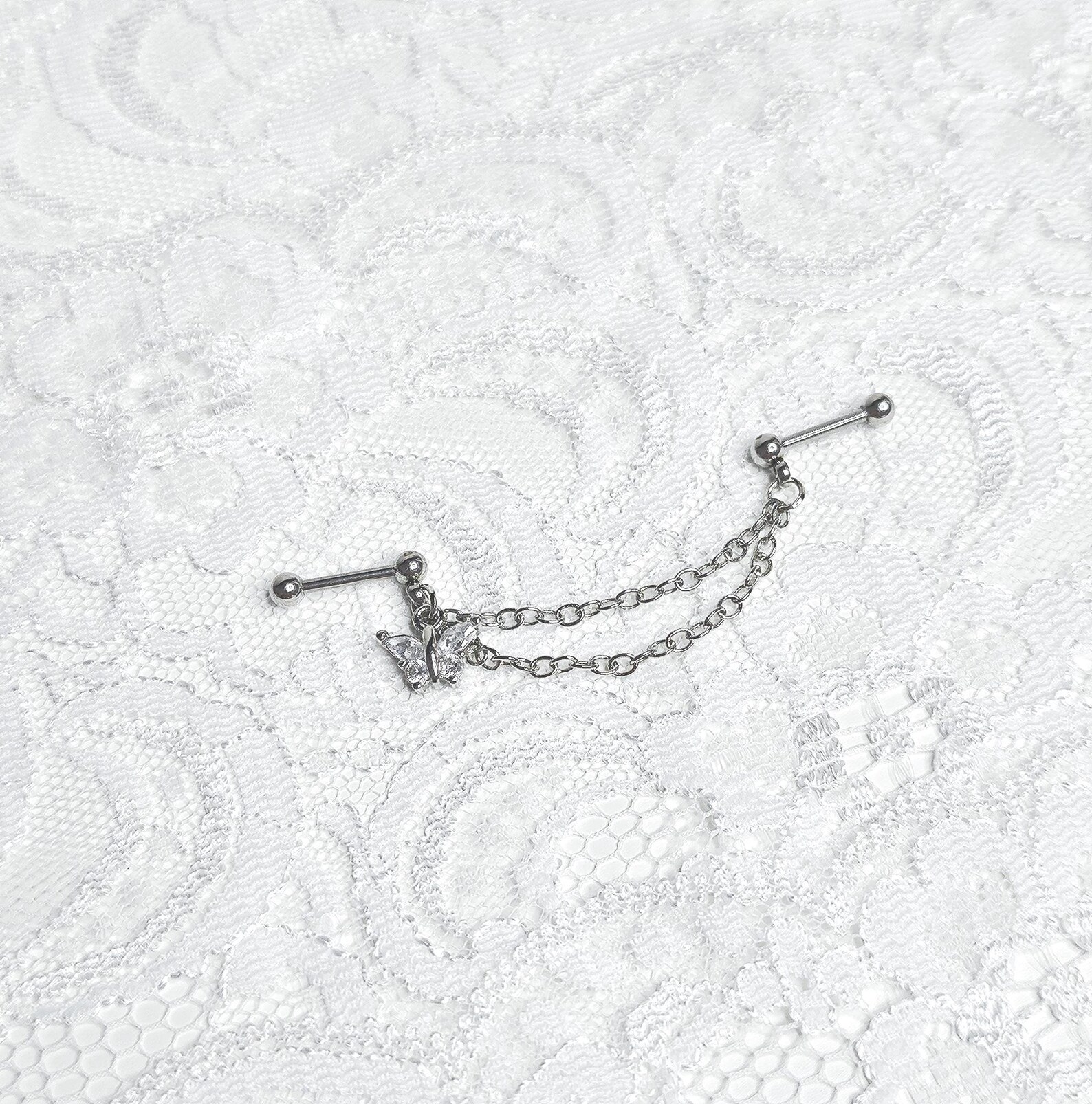Butterfly Industrial Earring, Dangly Butterfly Industrial Chain ...