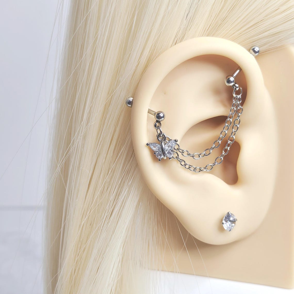 Butterfly Industrial Earring, Dangly Butterfly Industrial Chain ...