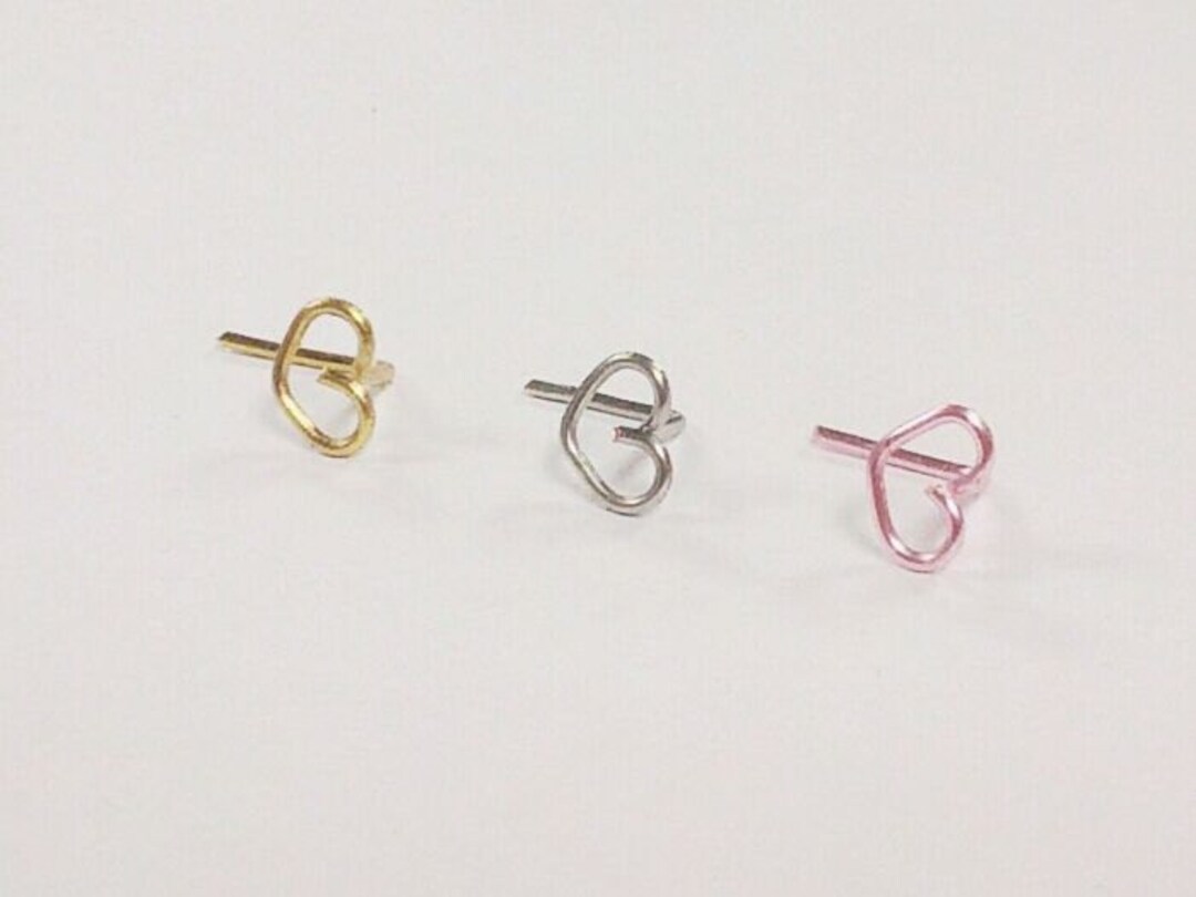 Heart Tragus Earring Tiny Heart Wire Tragus Stud Simple Dainty Elegant ...