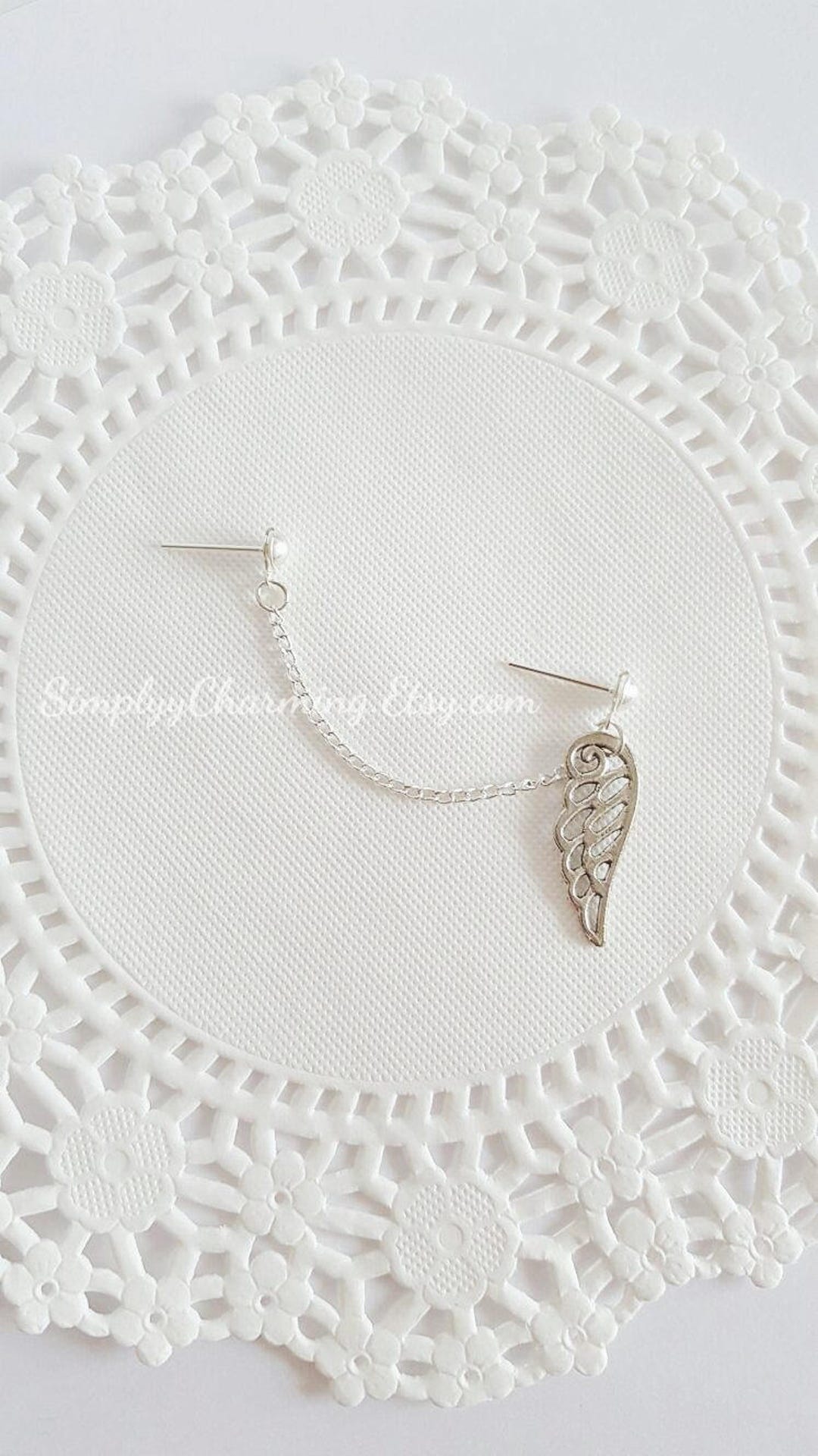 Angel Wing Cartilage Chain Earring Double Lobe Piercing Chain Double ...