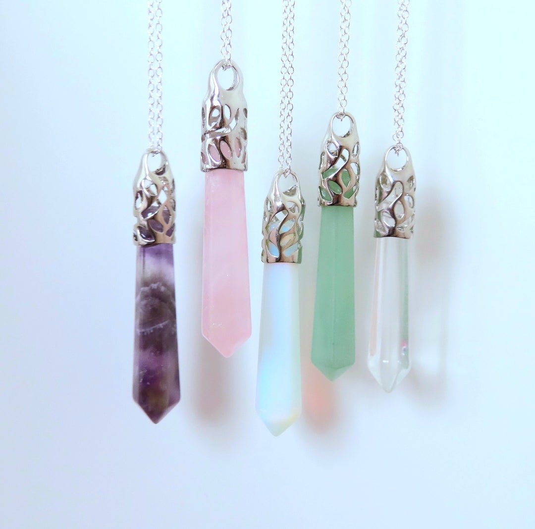 Crystal Necklace Gemstone Pendant, Amethyst Crystal Rose Quartz Opalite ...