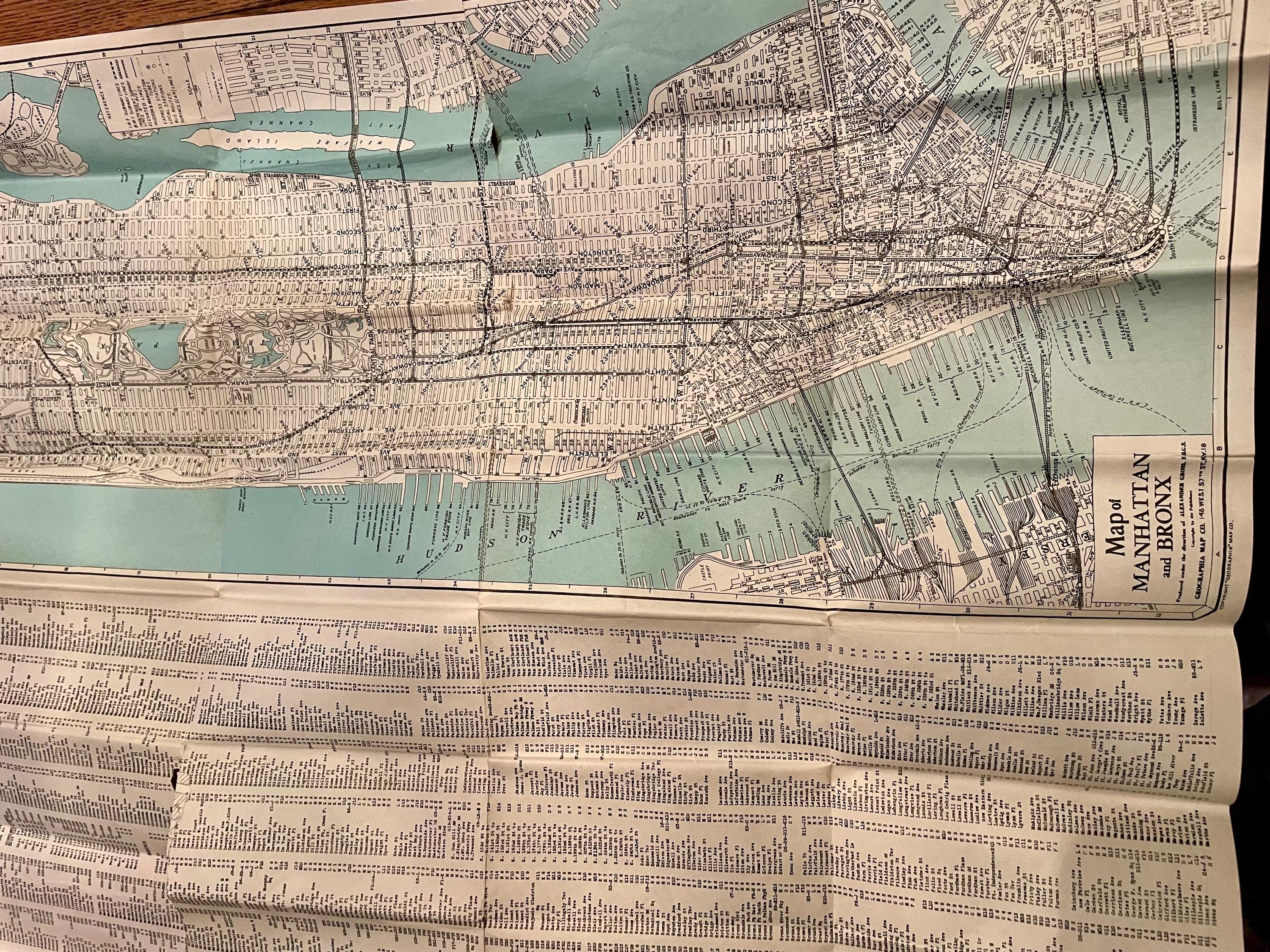 New York Street Guide W/ Map Manhattan & Bronx 1947 - Etsy