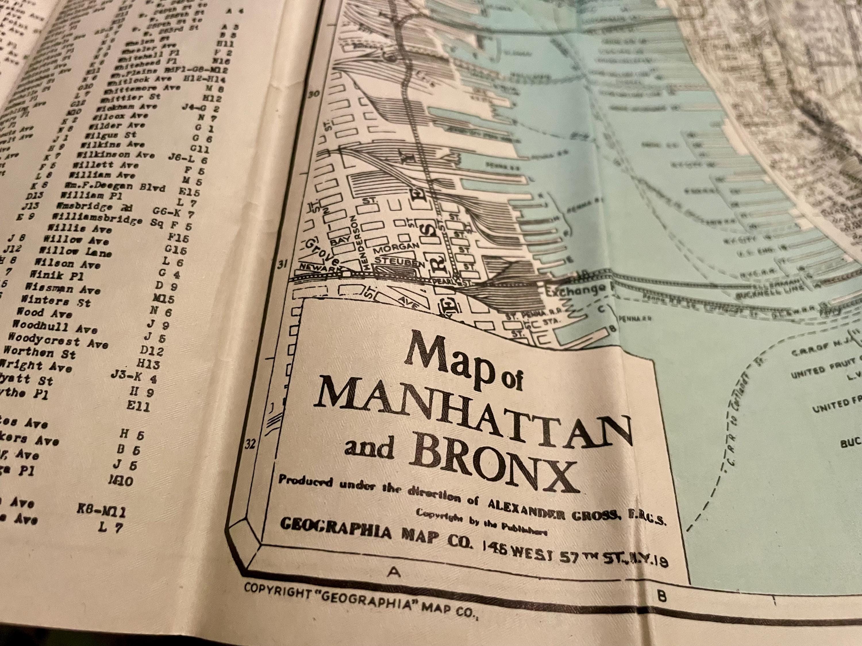 New York Street Guide W/ Map Manhattan & Bronx 1947 - Etsy