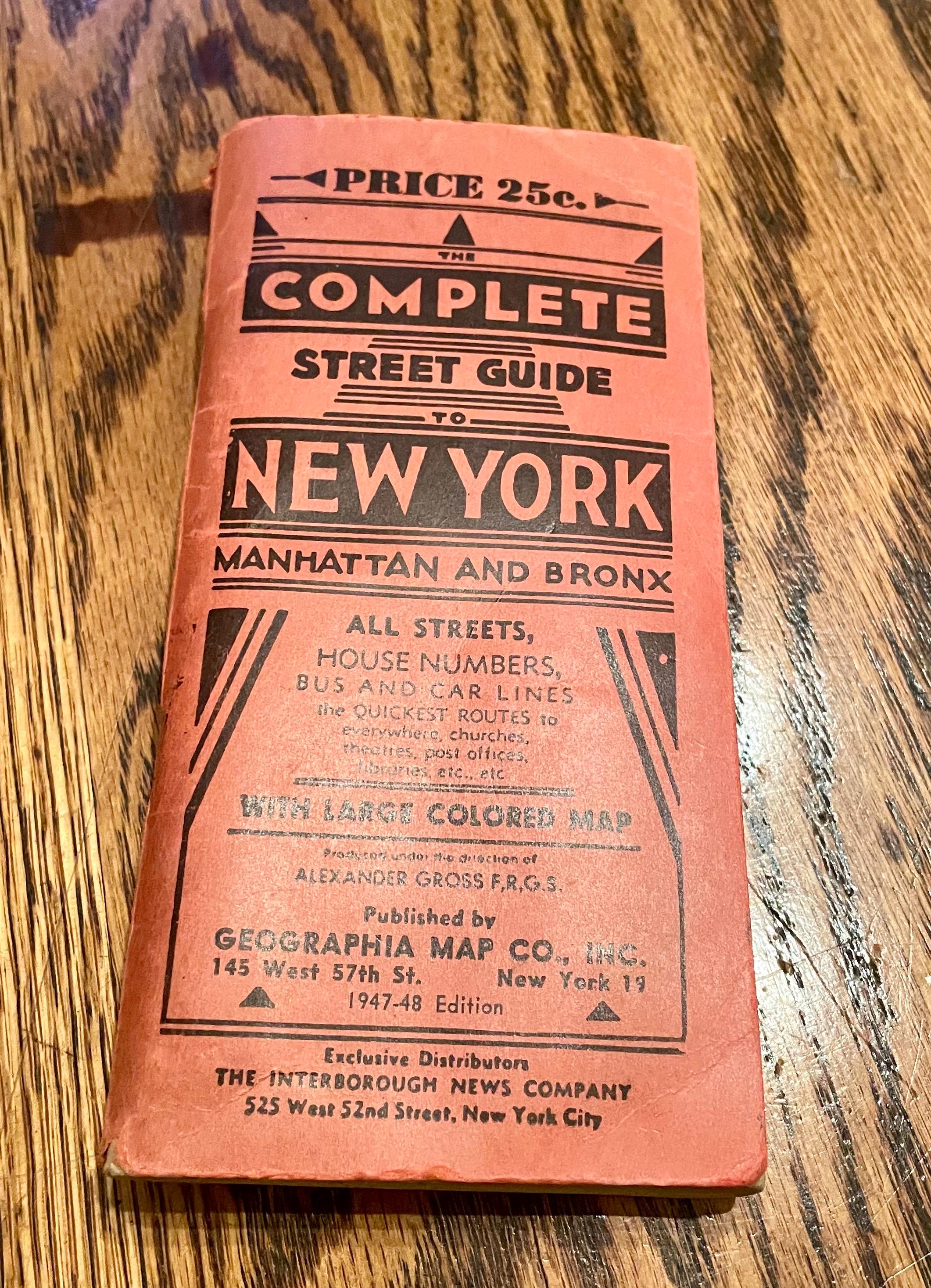 New York Street Guide W/ Map Manhattan & Bronx 1947 - Etsy