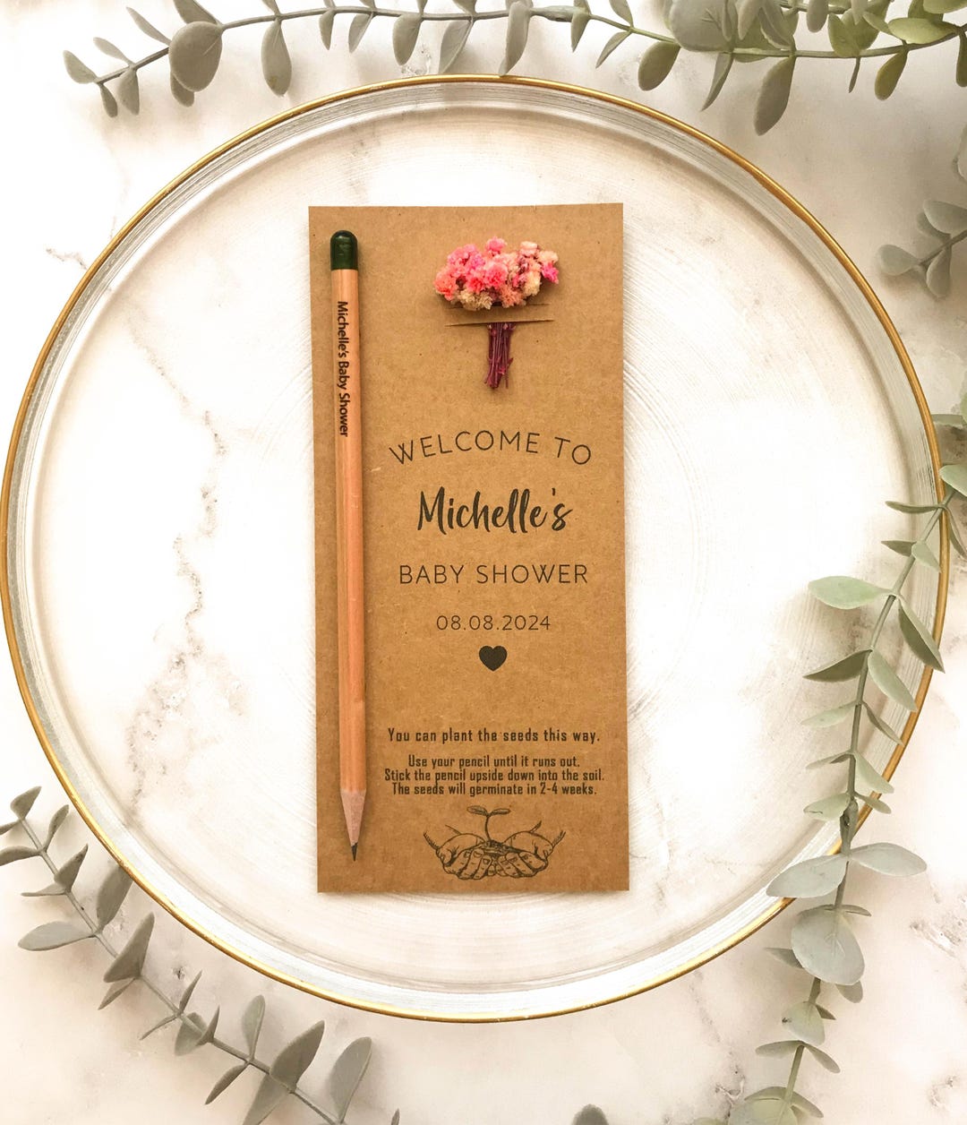 Personalized Baptism Seed Pencil Favors, Plantable Baptism Pencil Gifts ...