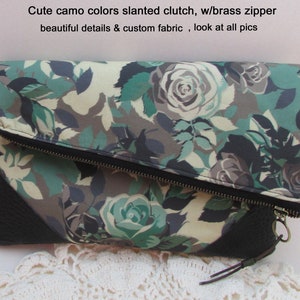 Camo Roses Foldover Slant Clutch Bag Camo Handbag Wristlet Eco Couture ...
