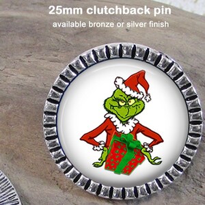 Grinch 2 Lapel Pin With Tie Tack Back Choice of Style 25 or 18mm ...