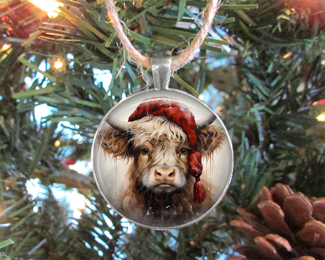 Highland Cow Christmas Tree Ornament or Necklace Holidays Highland Cow ...