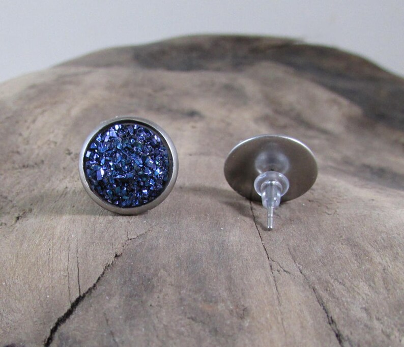 Blue Druzy Earrings Jewelry Quality Stainless Dangle - Etsy