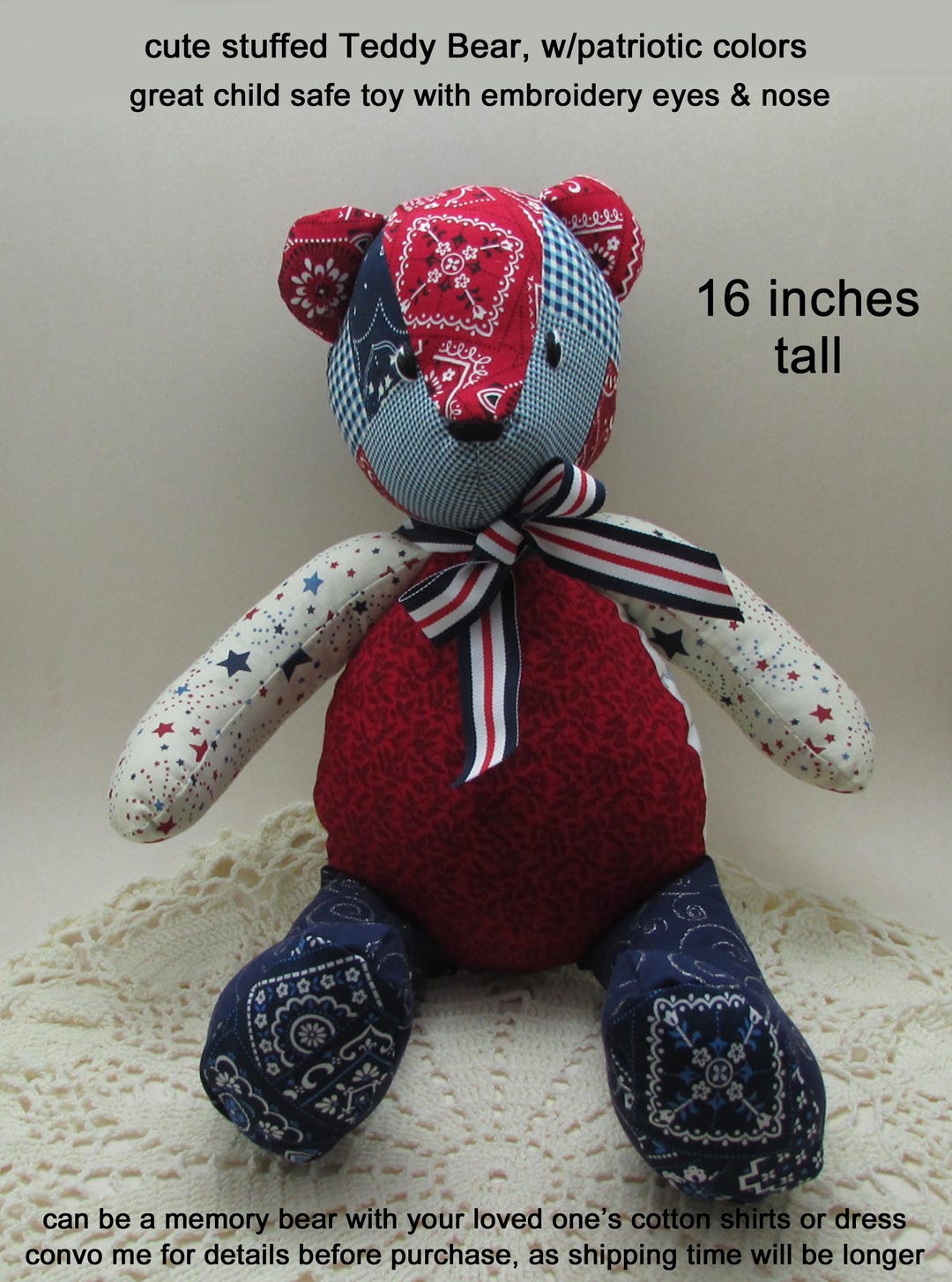 Teddy Bear 16 Inch Stuffed Toy - Memory Bear Gift Idea - Child Safe ...