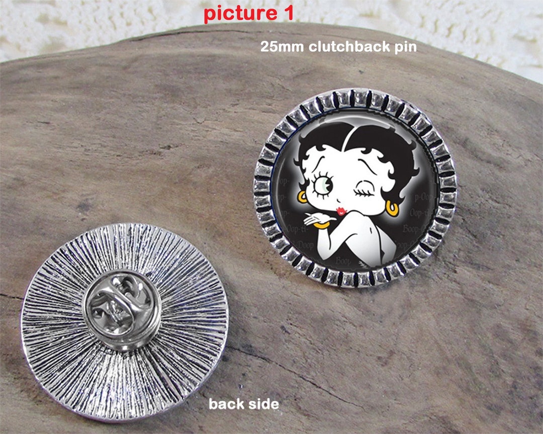 Betty Boop Pin Brooch With Tie Tack Back - Choice of 25 or 18mm - Betty ...