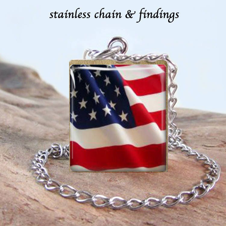 Flag 1Scrabble Stainless Jewelry Choose Letter Pendant | Etsy