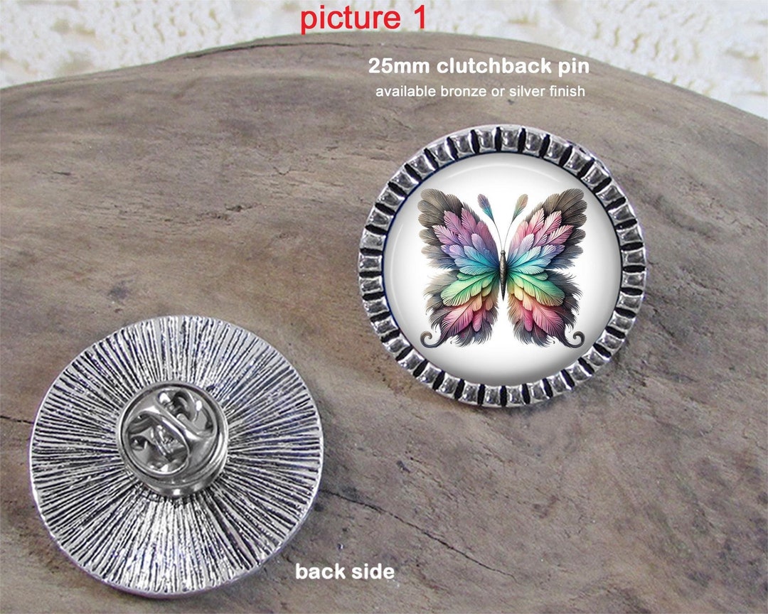 Butterfly 6 Lapel Pin With Tie Tack Back - Choice of Style 25 or 18mm ...