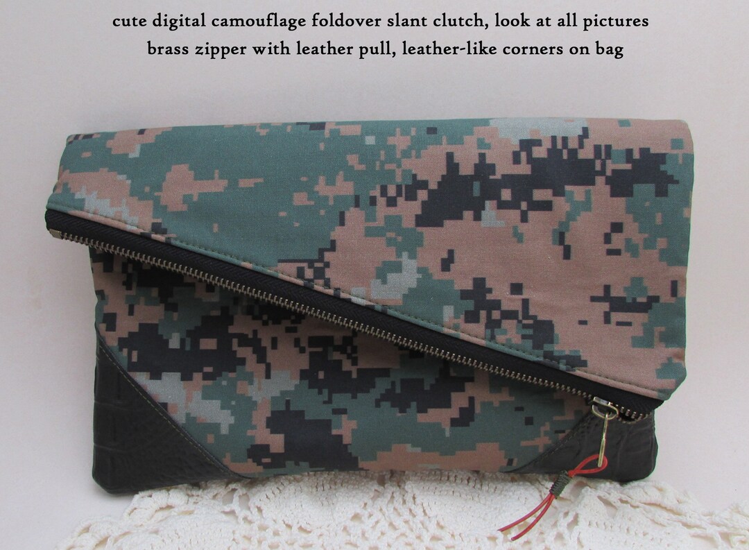 Digital Camo Foldover Slant Clutch Bag - Camo Handbag Clutch - Eco ...