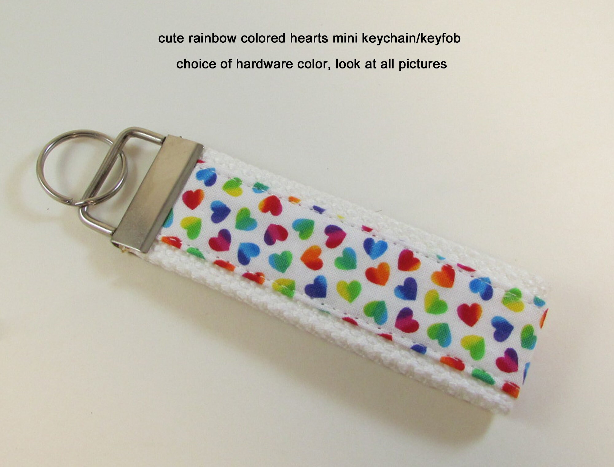 Rainbow Hearts Mini Keyfob Key Chain - Birthday, Holiday Gift - Cute ...
