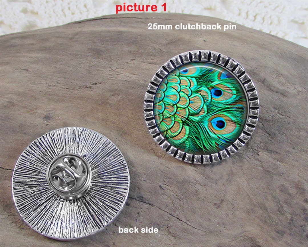 Peacock Lapel Pin With Tie Tack Back - Choice of Style 25 or 18mm ...