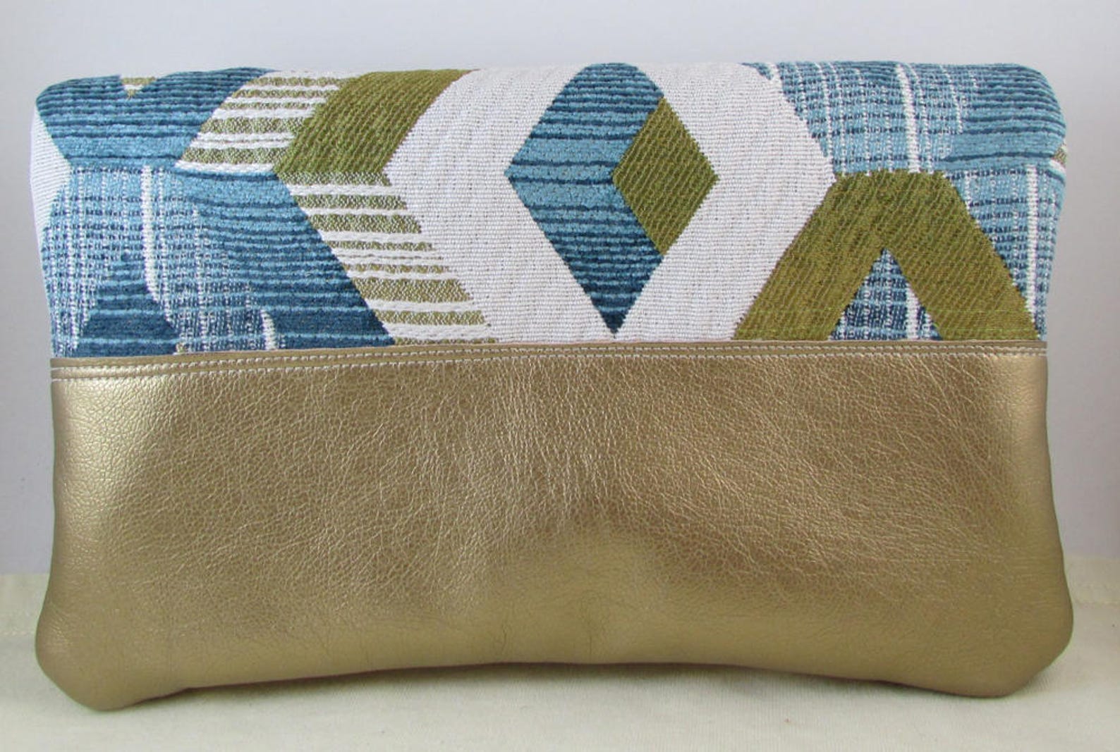 Sale Handbag Purse Clutch Bag - Blue Gold White Decor Fabric - Gift ...