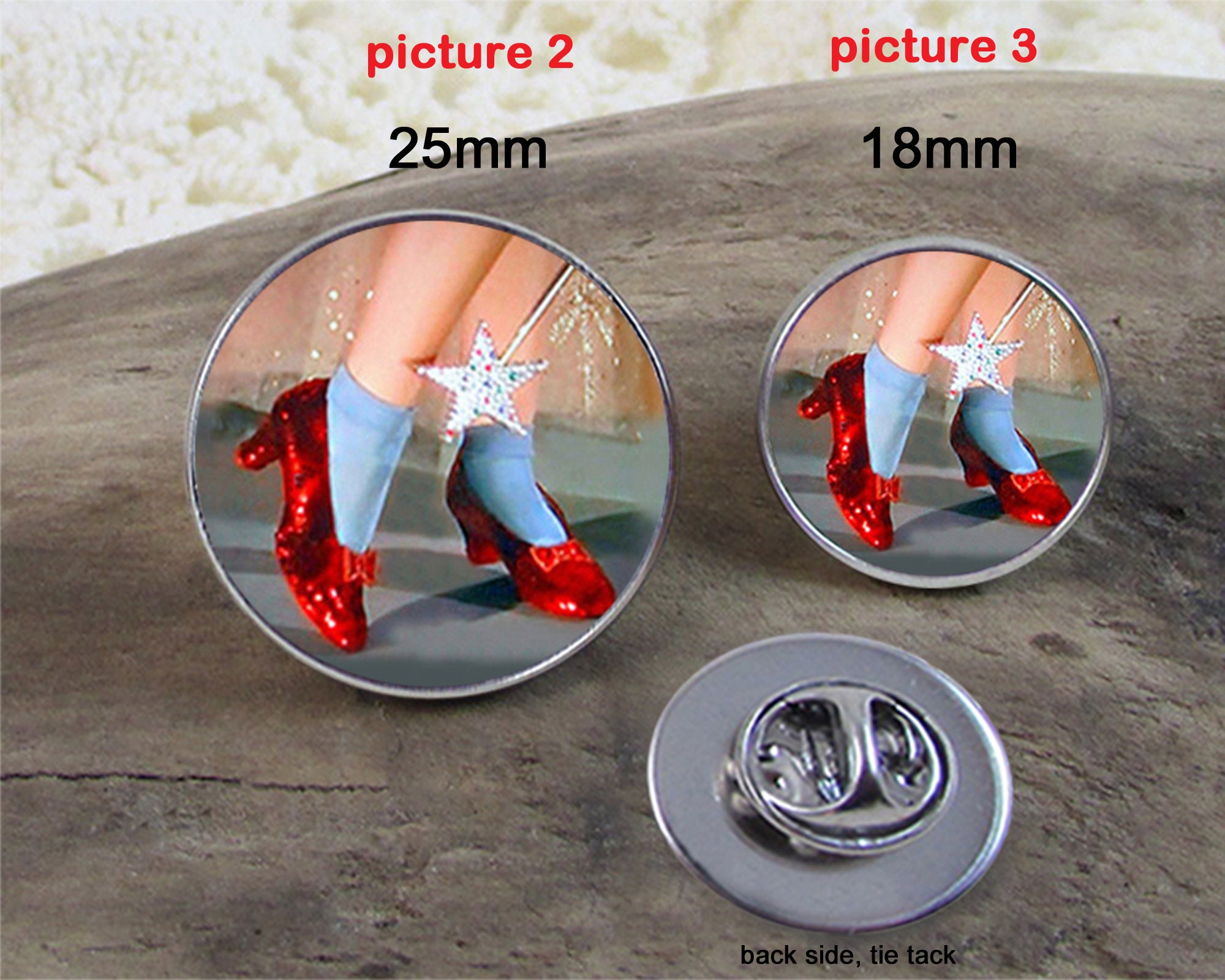 Wizard of OZ Ruby Slippers Lapel Pin Brooch With Tie Tack Back - Choice ...