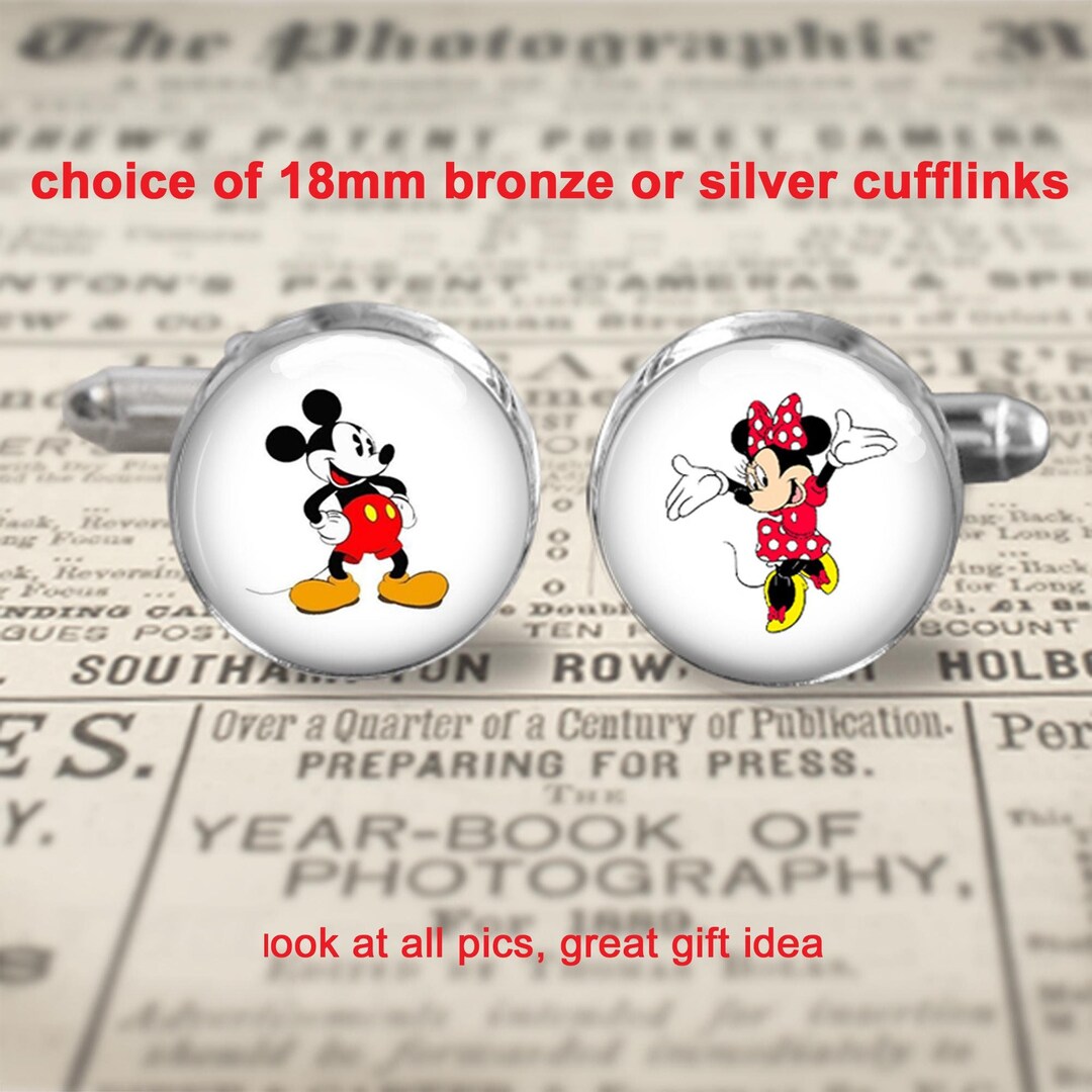 Mickey and Minnie Mouse Cufflinks - Choice of 18mm Bronze or Silver ...