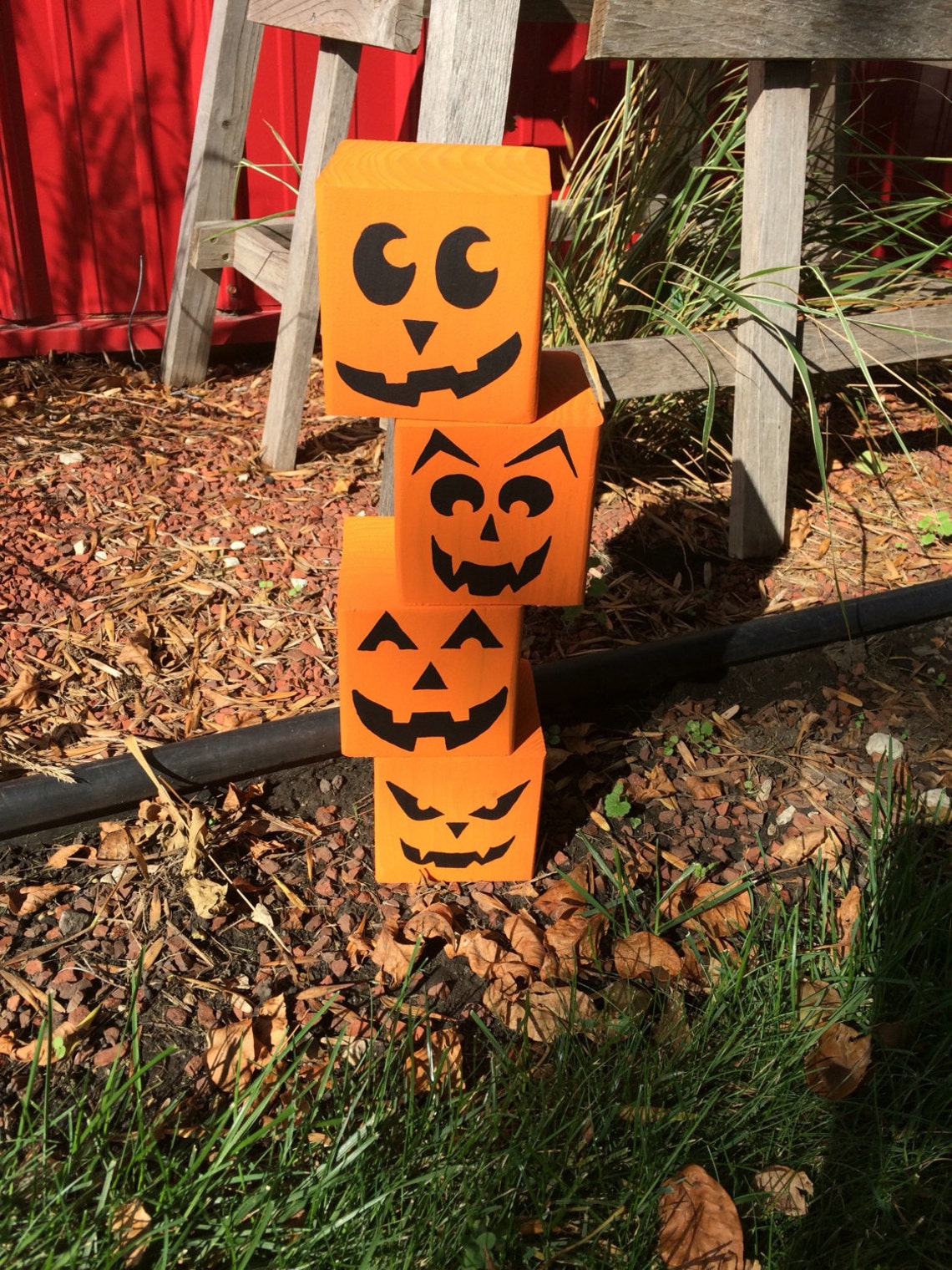 Pumpkin Wooden Blocks Halloween Decor Decorative Blocks | Etsy